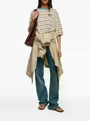 Bimba Y Lola Striped Cotton Boxy T-shirt - Brown