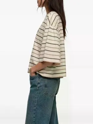 Bimba Y Lola Striped Cotton Boxy T-shirt - Brown