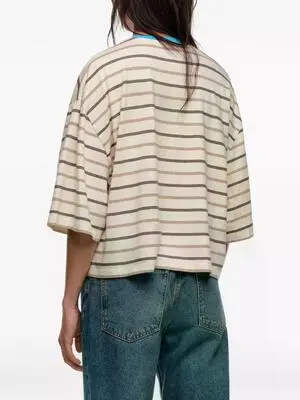 Bimba Y Lola Striped Cotton Boxy T-shirt - Brown