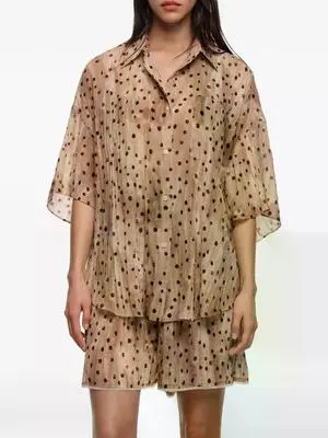 Bimba Y Lola Watercolor Dots Short Sleeve Shirt - Neutrals