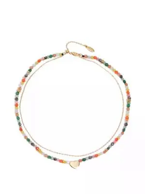 Bimba Y Lola Tone Beaded Heart Pendant Necklace - Gold