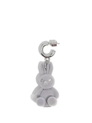 Bimba Y Lola Flocked Rabbit Hoop Earrings - Silver