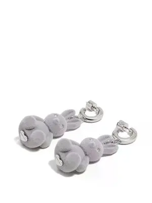 Bimba Y Lola Flocked Rabbit Hoop Earrings - Silver
