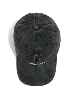 Bimba Y Lola Washed Palm Tree Cotton Baseball Cap - Black
