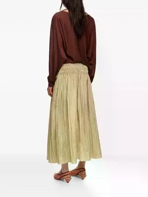 Bimba Y Lola Polka-dot Midi Skirt With Elasticated Waistband - Green