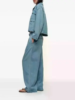 Bimba Y Lola Pleated Wide Leg Trousers - Blue