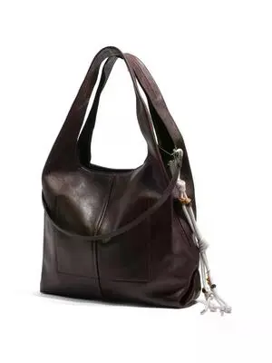Bimba Y Lola Leather Shoulder Bag With Tassel - Brown