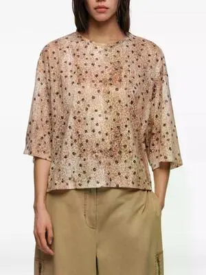 Bimba Y Lola Watercolor Dots Boxy Devoré T-shirt