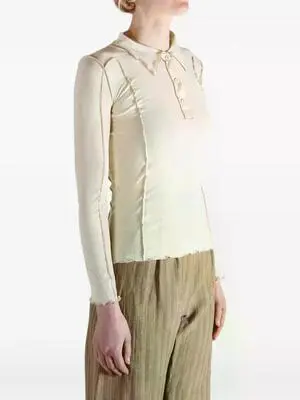 BASERANGE Omato Ruffled Polo Shirt - Neutrals