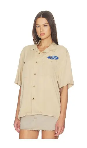 Junk Food Ford Mustang Camp Shirt In Brown