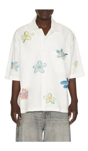 NAHMIAS Super Bloom Cropped Short Sleeve Shirt - White