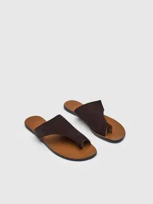 ATP ATELIER Rosa Suede Cutout Sandals - Walnut