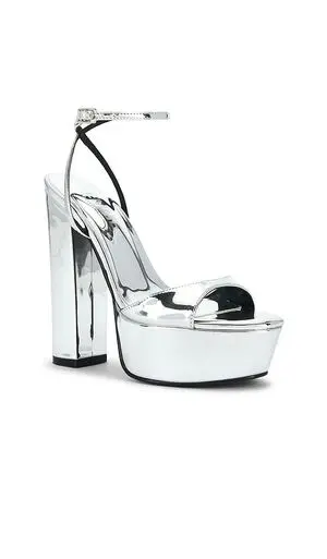 Femme La X Gg Platform Heel In Metallic Silver
