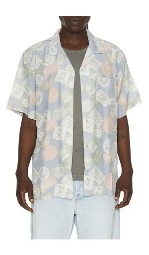 Marine Layer Cupro Resort Shirt In Blue