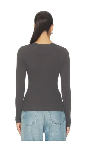 Citizens Of Humanity Drea Waffle Henley Top - Charcoal