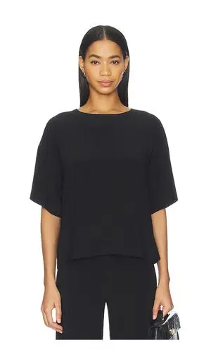 Norma Kamali X Lifestyle Short Sleeve Boxy Tee - Black