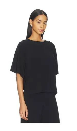 Norma Kamali X Lifestyle Short Sleeve Boxy Tee - Black