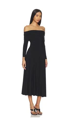 Norma Kamali 3/4 Sleeve Off-the-shoulder Flared Dress