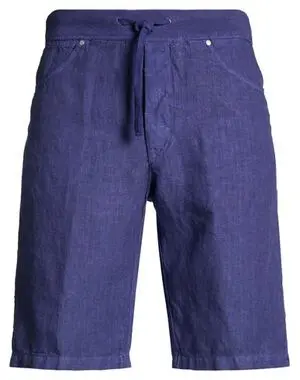 120% Lino Linen Casual Shorts - Blue