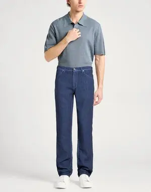 120% Lino Linen Straight Leg Pants - Navy