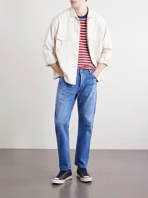 Visvim Striped Knitted Wool And Cotton-blend T-shirt - Red