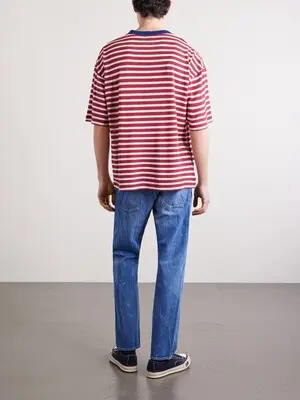 Visvim Striped Knitted Wool And Cotton-blend T-shirt - Red