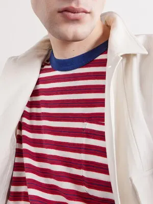 Visvim Striped Knitted Wool And Cotton-blend T-shirt - Red