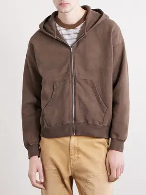 Visvim Jumbo Cotton-jersey Zip-up Hoodie - Brown