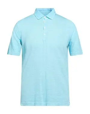 120% Lino Polo Shirt Size Linen - Blue
