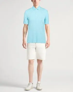 120% Lino Polo Shirt Size Linen - Blue