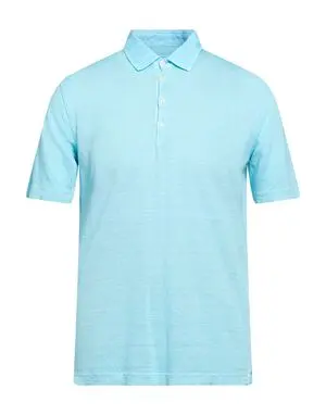 120% Lino Polo Shirt Size Linen - Blue