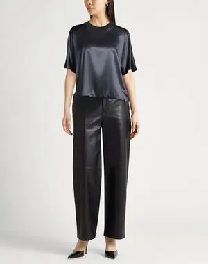 Peserico Satin Top With Piped Trims - Blue