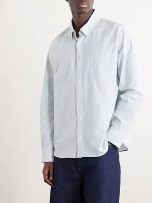 CORRIDOR Button-down Collar Striped Cotton Oxford Shirt