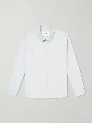 CORRIDOR Button-down Collar Striped Cotton Oxford Shirt - Green