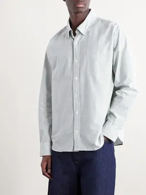 CORRIDOR Button-down Collar Striped Cotton Oxford Shirt