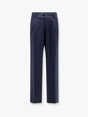 AMARANTO Virgin Wool Blend Trousers - Blue