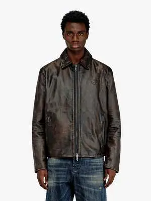 DIESEL® Lamarwrd Leather Jacket - Brown