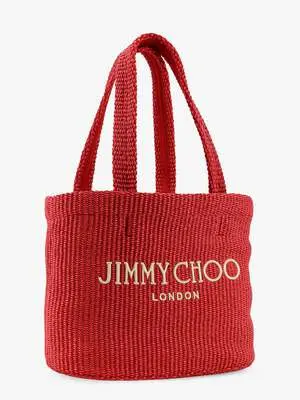 JIMMY CHOO Raffia Tote Bag With Logo - Red