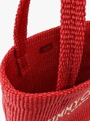 JIMMY CHOO Raffia Tote Bag With Logo - Red