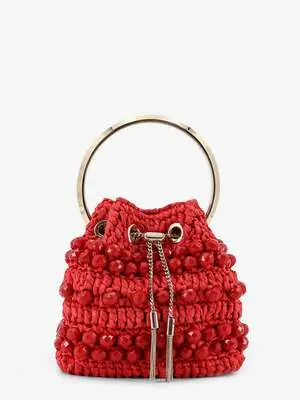 JIMMY CHOO Bon Bon Raffia Bucket Bag