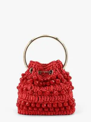 JIMMY CHOO Bon Bon Raffia Bucket Bag