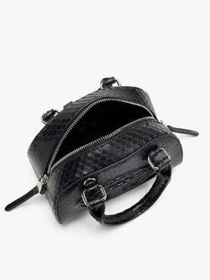 DIESEL® 1dr Dome Python Leather Crossbody Bag - Black