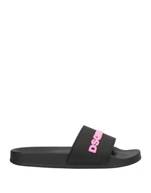 Dsquared2 Rubber Pool Slides With Logo Appliqu - Black