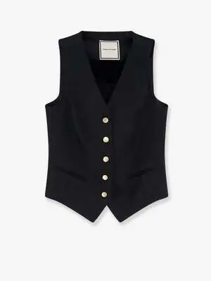 Tagliatore Linen Vest - Black