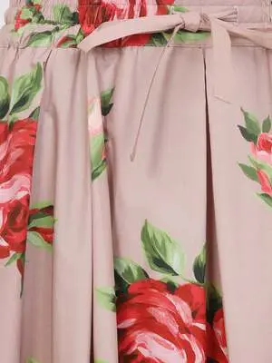 Dolce & Gabbana Cotton Skirt With Rose Print - Pink
