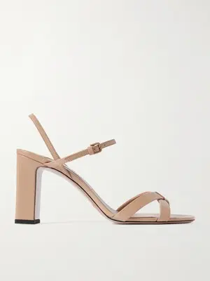 JIMMY CHOO Elsy 85 Leather Sandals - Neutrals