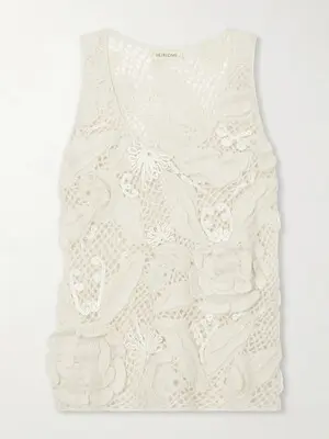 HEIRLOME Embroidered Cashmere And Silk-blend Tank Top