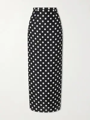 Khaite Winton Polka-dot Midi Skirt