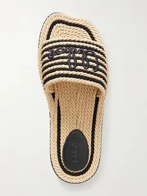 Chloé Embroidered Striped Cord Slides