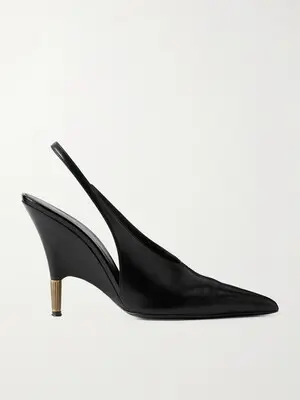 Khaite Bella Leather Slingback Pumps - Black